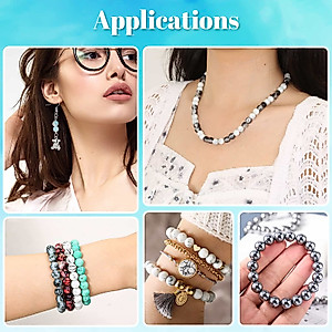 840pcs 8mm Glass Beads for Jewelry Making, 24 Colors Glass Beads for Bracelet Making, Marble Round Loose Beads for Men Women Bracelet Earring Necklace Jewelry Making Supplies