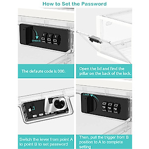 biliitim Large Medicine Lock Box for Safe Medication, Lockable Storage Cabinet for Fridge Food/Electronics Safe, Phone Lock Box with Combination Code for Home/Dorms/Office Storage Lockers, 2 Pack
