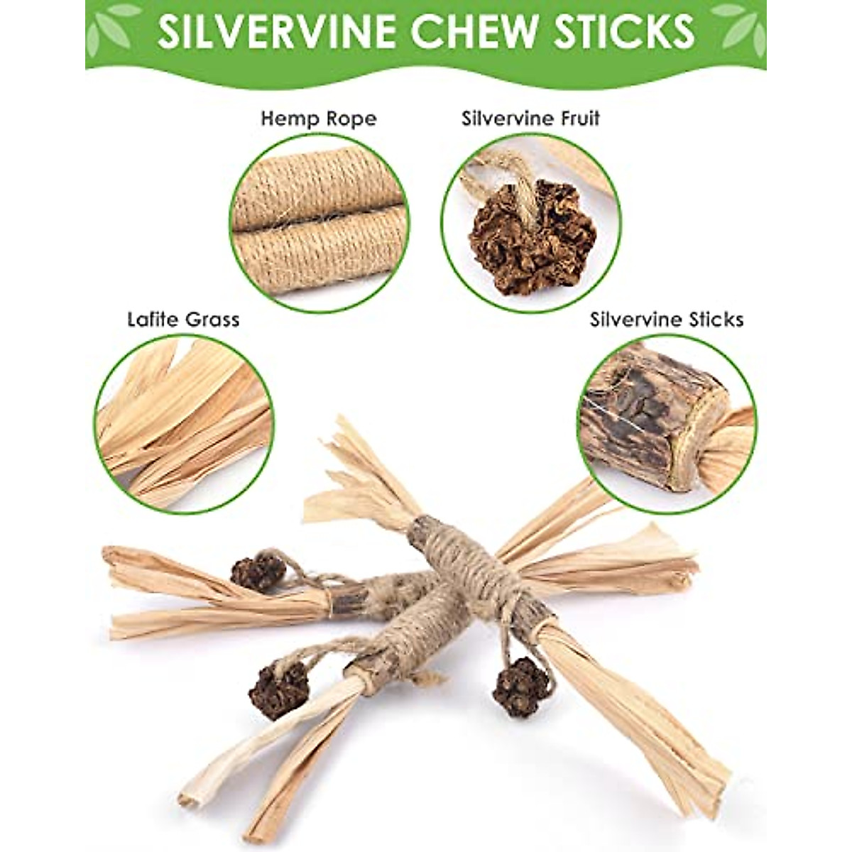TINDTOP Catnip Balls & Silvervine Sticks Kit, Natural Catnip Toys for Kittens Teeth Cleaning, Matatabi Dental Care, Increase Appetite, Calm Cat Anxiety and Stress, Aggressive Chewers Cat Dental Toy