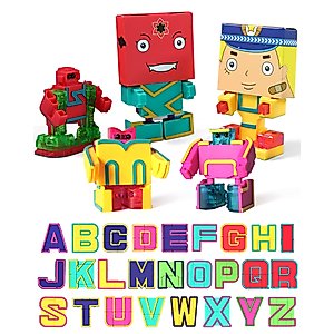 26 Pieces Alphabet Shaped Robots, Alphabots, ABC Letter Blocks for Kids, Alphabet Robots Toys Transforming Action Figures with Fun Little Box, Preschool Education Montessori Toy Gifts for Boys