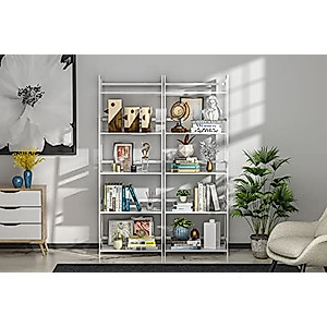 WTZ Bookshelf, White Book Shelf, Ladder Bookcase, 5 Tier Tall Book case for Bedroom, Living Room, Office, MC-508 (White)