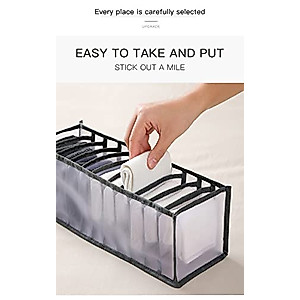 JOSEFA 3 PCS UNDERWEAR STORAGE ORGANIZER. Bra, Panties, Leggings Foldable Type Mesh Nylon Drawer or Closet. Convenient Save Space Storage Box Folding for Drawers (6/7/11 Grid, Gray).