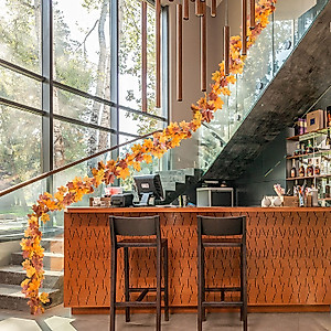 DIQMIAQ 2 Pack Fall Maple Leaf Garlands，5.9 FT/Pcs Autumn Hanging Fall Leave Vines for Home Garden Wedding Party Thanksgiving Dinner Fireplace Door Frame Doorway Backdrop Christmas Decor