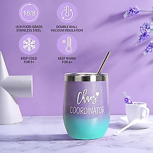 UAREHIBY Gifts for Women,Chaos Coordinator Gifts with 12 OZ Wine Tumbler for Boss Lady,Friend,Mom,Coworker,Manager,Teacher,Birthday Gifts for Women,Thank You Gifts for Women