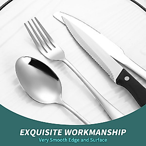 Silverware Set 24-Pieces Flatware Set Cutlery Set with Steak Knives Food-Grade Stainless Steel Home Essentials for New Home Forks Spoons And Knives Set Dishwasher Safe Daily Household Use