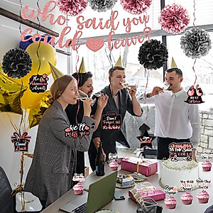 MAMFEOV Going Away Party Decorations Rose Gold Who Said You Could Leave Banner, Retirement Decor, Graduation Farewell and Goodbye Celebration Coworkers Leaving Party Supplies