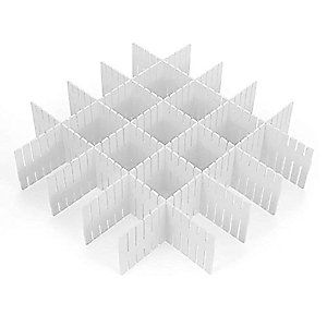 ShineMe Drawer Dividers, 8pcs Drawer Divider Organizers, White DIY Plastic Grid, Plastic Adjustable Drawer Dividers, Household Storage Makeup Socks Underwear Organizer for Clothes, Kitchen, Office