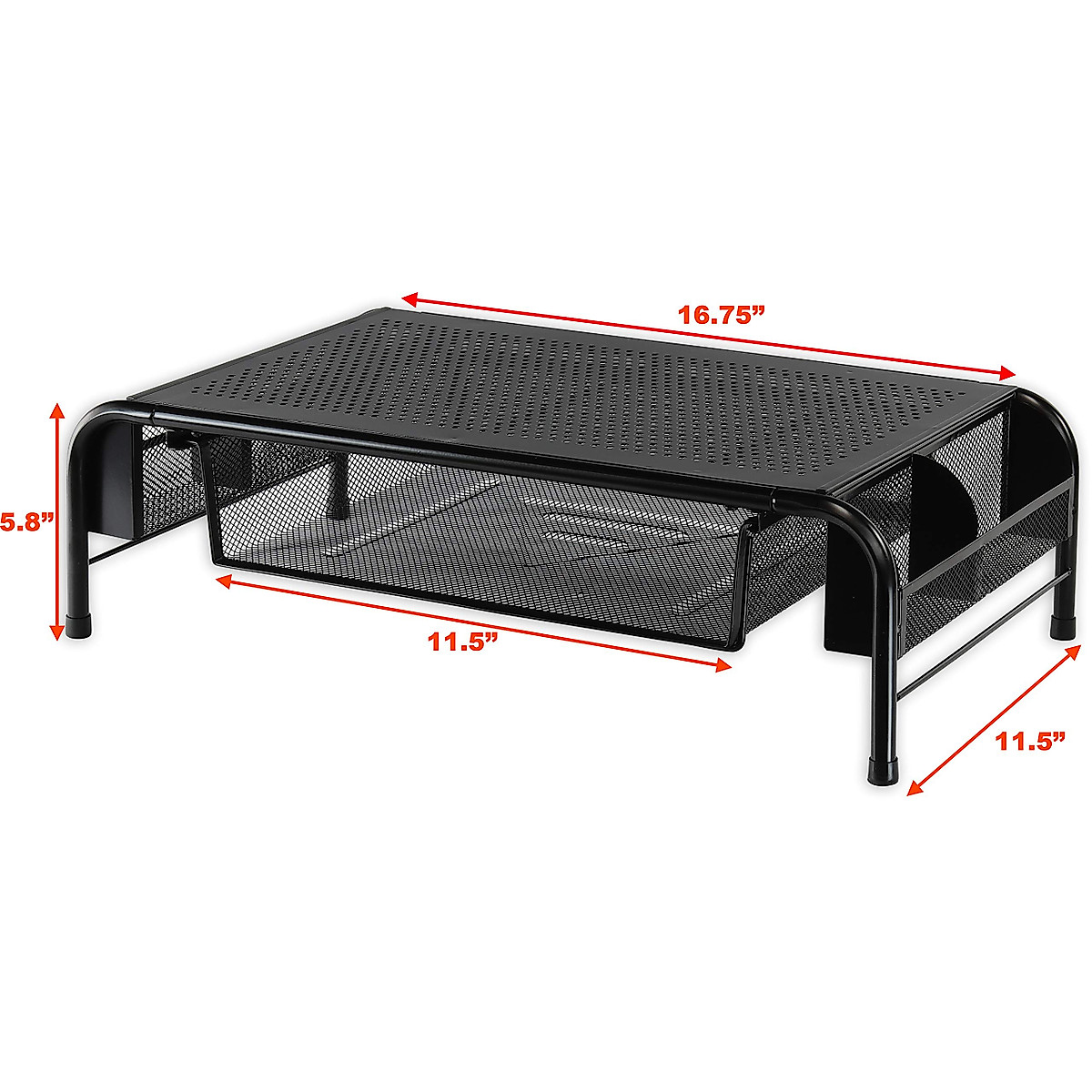 Simple Houseware 2PK Metal Desk Monitor Stand Riser with Organizer Drawer