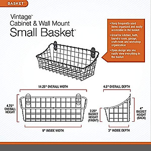 Spectrum Diversified Vintage Cabinet & Wall Mount Basket, Small, Industrial Gray