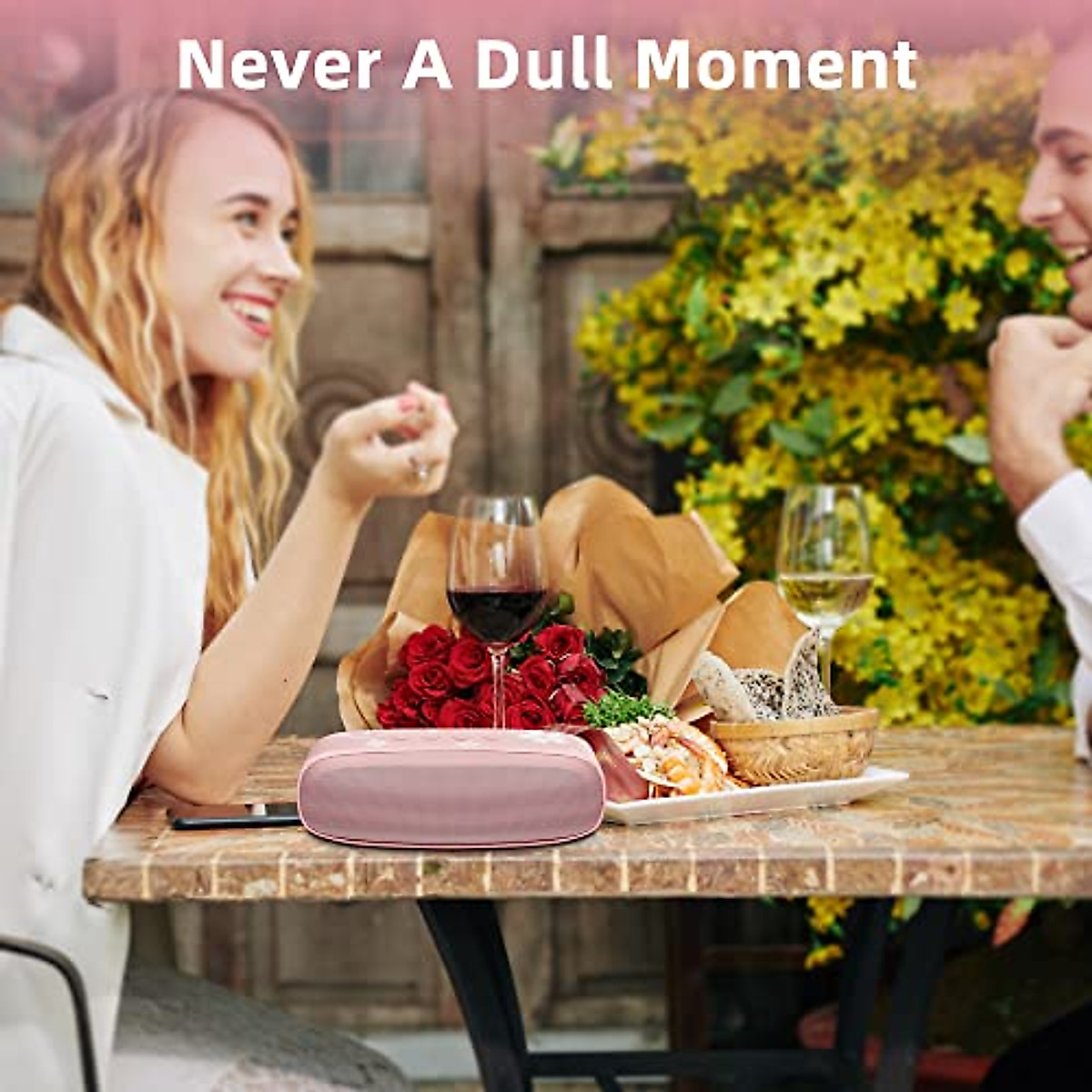 Mytrix Sakura Pink Cherry Blossom Bluetooth Speaker, Portable Wireless Speaker with Bluetooth 5.0, Dual Pairing, Outdoor Speakers with HD Sound and Bass for Home, Party, and Travel