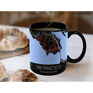 Ultra Marathon 50KM San Francisco Gifts and Souvenirs - Unique Drinkware - Ultra Marathon 50KM Race Memento - 11oz Black Ceramic Mug