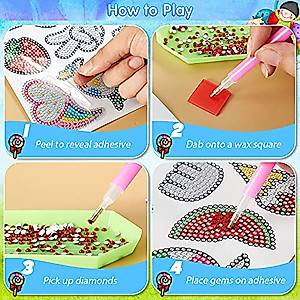 Zonon 36 Pieces Diamond Stickers, Gem Diamond Art Stickers Kits for Kids Create Your Own Painting Craft Cute DIY Diamond Craft Kit for Girls Boys