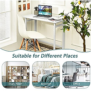 Tangkula White Folding Desk, Compact Computer Desk Modern Home Office Laptop PC Workstation Compact Study Writing Reading Table for Small Space (White)