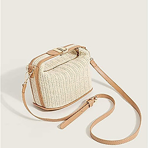 KITOLTER Straw Shoulder Bag Clutch Crossbody Bag Casual Beach Handmade Bag Handbag for Women (Straw)