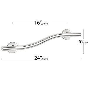Seachrome 24 inch Bathroom Wave Grab Bar Satin Finish