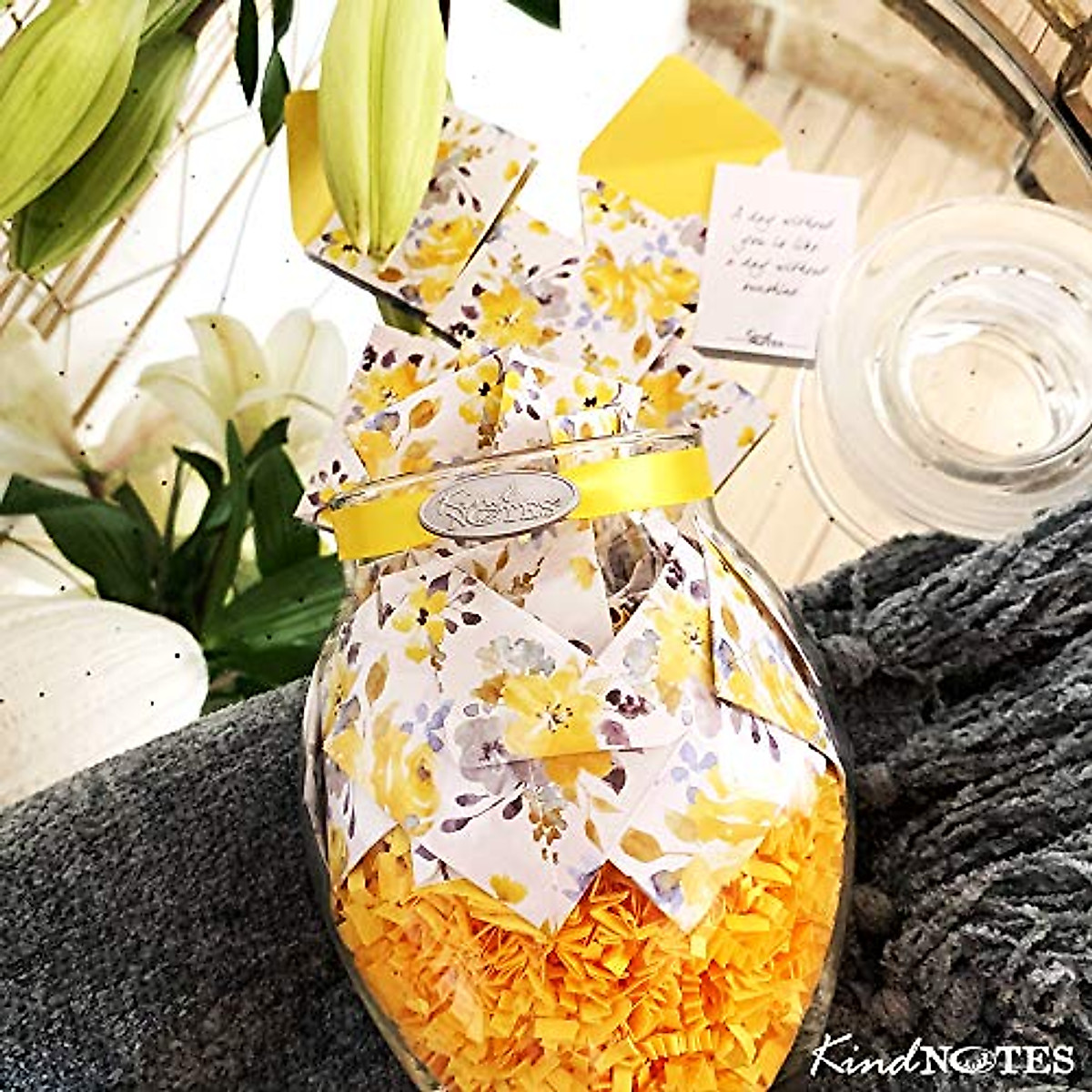 KindNotes Glass Keepsake Gift Jar with Positive Thoughts - Morning Sunshine Design