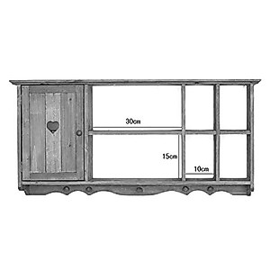 PIBM Stylish Simplicity Shelf Wall Mounted Floating Rack Shelves Storage Shelves Retro Solid Wood Grid with Door Storage Multifunction,2 Colors, Blue , 80x16x39cm