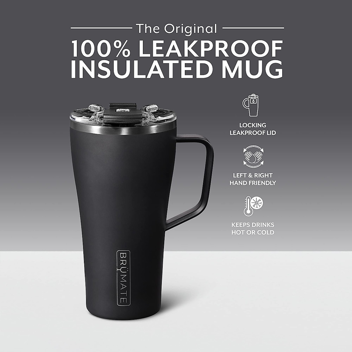 BrüMate Toddy 22oz 100% Leak Proof Insulated Coffee Mug with Handle & Lid - Stainless Steel Coffee Travel Mug - Double Walled Coffee Cup (Matte Black)