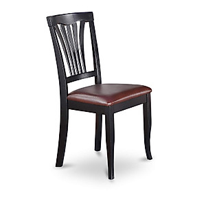 East West Furniture Avon 7 Piece Set Consist of an Oval Dining Room Table with Butterfly Leaf and 6 Faux Leather Upholstered Chairs, 42x60 Inch, Black & Cherry