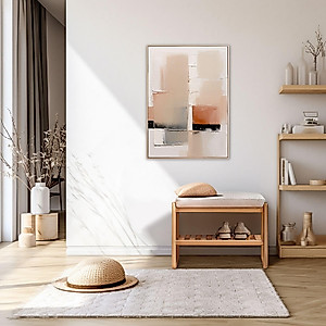 Vadisun Wood Shoe Bench - Mid-Century Modern Storage Bench for Entryway and Living Spaces (Original Wood Colour, 23.62 inch)