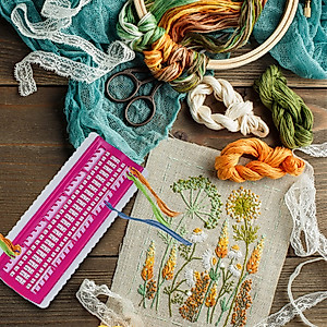 Yunnyp 50 Positions Embroidery Floss Organizer Shelf,Thread Organizers for Cross Stitch Embroidery Kit Tools Sewing Needle Holder Kit with 4Pcs Blank Replaceable Project Cards