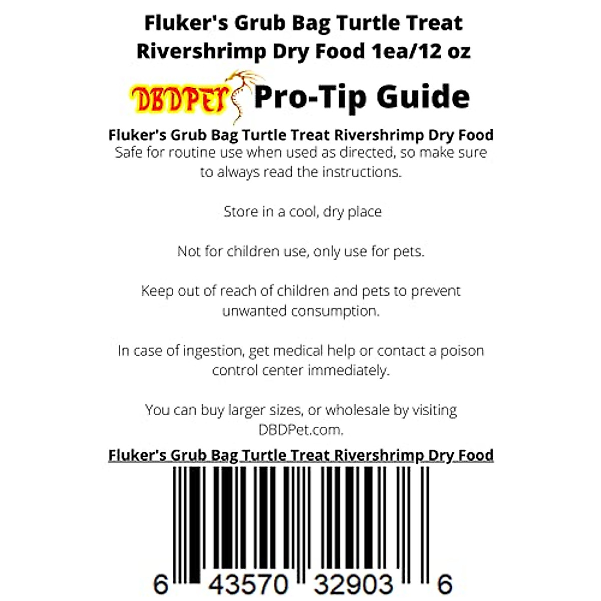 Fluker's Grub Bag Turtle Treat - River Shrimp 12oz - Includes Attached DBDPet Pro-Tip Guide