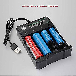 AKDSteel 3.7V 18650 Charger Li-ion Battery USB Independent Charging Portable 18350 16340 14500 Battery Charger Speedy Universal Battery Charger for Li-ion Four Slots