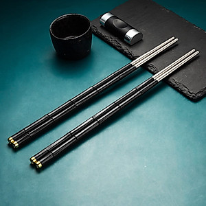 5 Pairs Creative Metal Chopstick Chop Sticks，Japanese Korea Reusable Metal Chopsticks for Dishwasher Safe