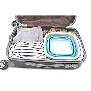 SAMMART 5L (1.3 Gallon) Sqare Collapsible Plastic Bucket - Foldable Square Tub - Portable Fishing Water Pail - Space Saving Outdoor Waterpot (1, Bright Blue)