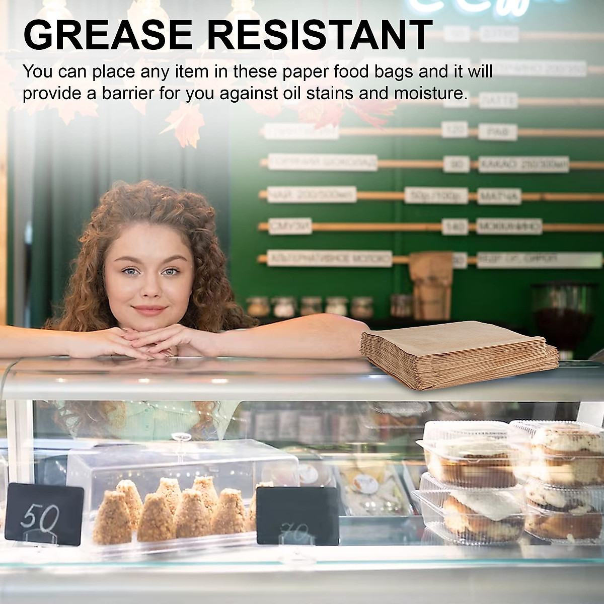 MT Products Brown Cookie Bags 6.5" x 8" - Disposable Grease Resistant Bakery Paper Bags - Pack of 100