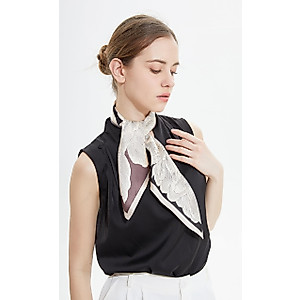 100% Pure Mulberry Silk Medium Square Scarf Head Scarf for Women 27"'x27"(in) Natural Silk Neckerchief Printed Headscarf with Gift Packed (5)