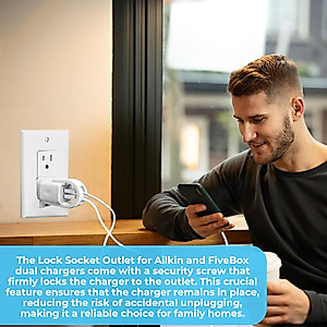Lock Socket Charger Lock for Ailkin Dual Chargers Anti-Theft & Tug-Proof Charger Lock System A Safety Device to Prevent Unplugging Simplest Way to Lock Your Charger to Wall Plate via Security Screw