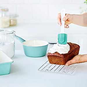 GreenLife Cooking Tools and Utensils, 5 Piece Nylon and Silicone Baking Set with Spatulas Wisk and Brush, Dishwasher Safe, Turquoise