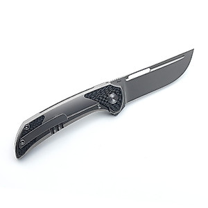 Miguron Knives M Eriko Flipper Folding Knife 3.5" M390 Blade Titanium Handle Carbon Fiber Inlay Pocket Knife MGR-610BK