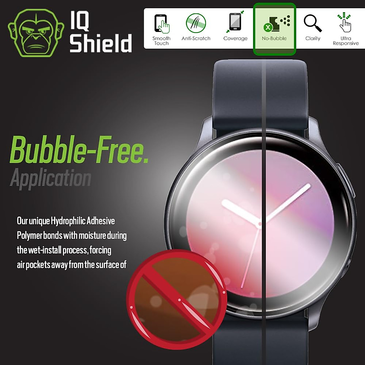 IQShield Screen Protector Compatible with Samsung Galaxy Watch Active2 (44mm, 2019)(6-Pack) LiquidSkin Anti-Bubble Clear TPU Film