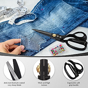 9 Inch Fabric Scissors Tailor Sewing Shears for Fabric Cutting Heavy Duty Scissors Professional Tailor Scissors for Quilting Sewing and Dressmaking with Tape Measure, Thread Snips, Seam Rippers