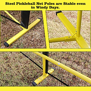 NQV Pickleball Set with Net, Pickleball Net Portable Outdoor Indoor Regulation Size Full Court Size 22ft+4 Wood Pickleball Paddles+4 Pickleballs+4 Pickle ball Retrievers+2 Chalks