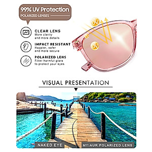 Myiaur Women's Polarized Sunglasses with Mirrored Lens & UV400 Protection - Trendy & Stylish Large Glasses