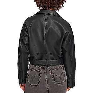 Levi's Women's Faux Leather Cropped Moto Jacket, Black