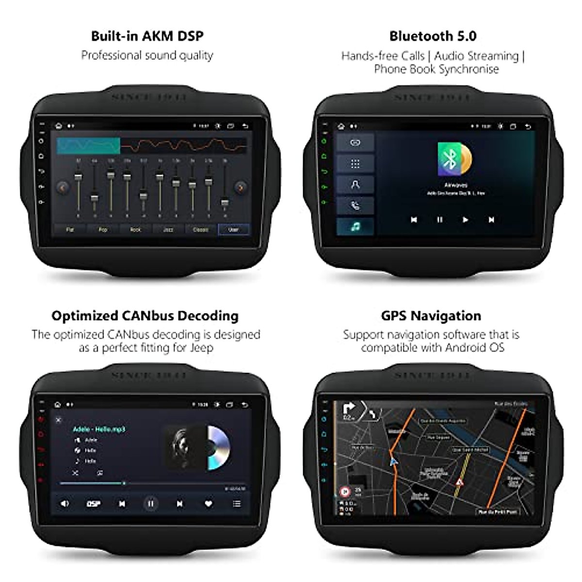 XTRONS Android 12 Car Stereo Radio Player 9 Inch IPS Touch Screen GPS Navigation Octa Core 4GB RAM 64GB ROM Bluetooth Head Unit 5GHz WiFi 4G LTE Built-in DSP Car Play Android Auto for Jeep Renegade
