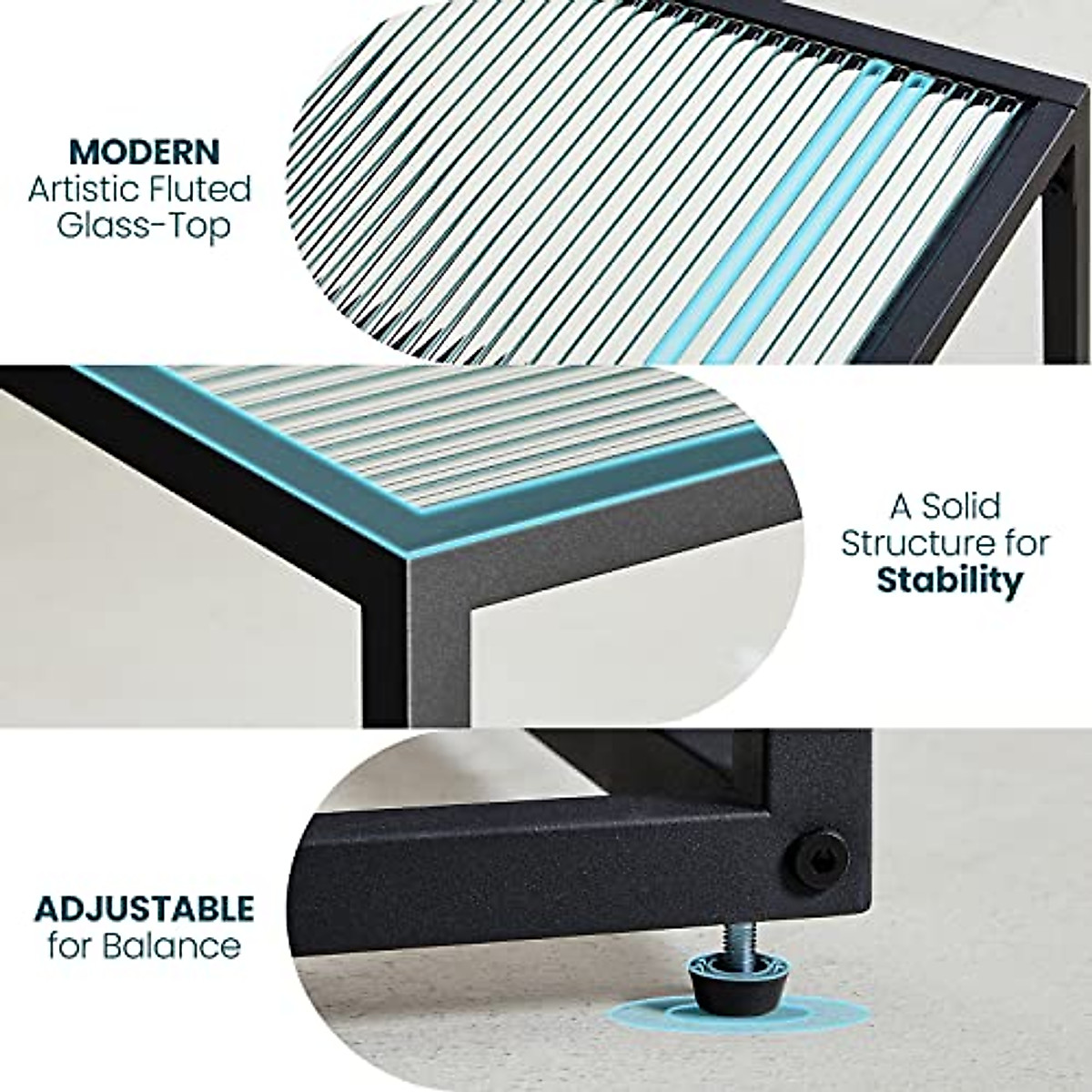 SAYGOER Coffee Table Glass Coffee Tables Small Modern Art Center Table for Living Room Home Office Small Space Unique Clear Chic Tabletop with Metal Leg 39.3x19.7x17.7 Inches Easy Assembly