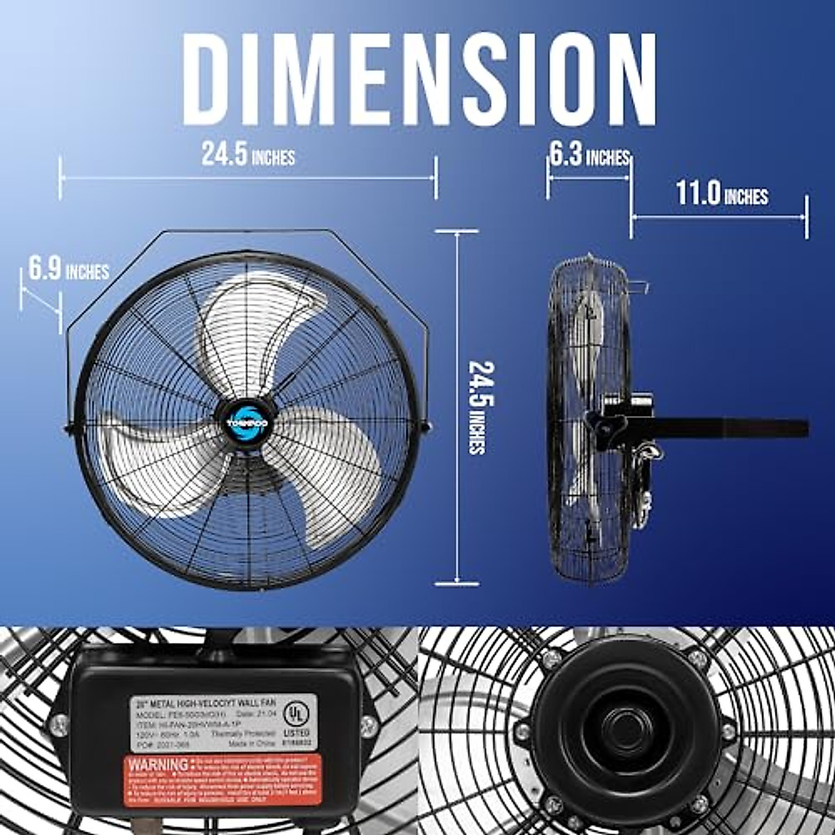 Tornado 20-Inch High Velocity Wall Fan - Powerful 4750 CFM | UL Listed