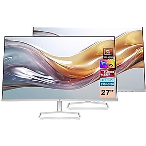 HP 2025 27sw Monitor 2 Pack 94F46AA#ABA - 27" IPS Display - Flicker-Free Technology - Silver