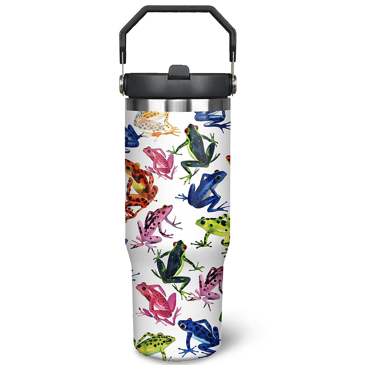 ysnifeiw 30oz Frog Tumbler with Handle and Straw, Stainless Steel Insulated Frog Cup with Top Handle and Lid, Frog Coofee Mug Gifts for Women Men