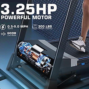 FUNMILY Treadmill with Auto Incline,3.25HP Folding Treadmills for Home 300 lbs Weight Capacity,Smart App Control Running Machine,Shock Absorption System,Bluetooth Audio Speaker,LED Display,Dark Black