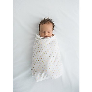 Amazing Baby Large Receiving Blanket, Ultimate Swaddle for Baby Boys, Girls, Softest US Cotton Flannel, Best Shower Gift, MADE in USA, Playful Dots, Sterling, Mom’s Choice Winner, 42x42"