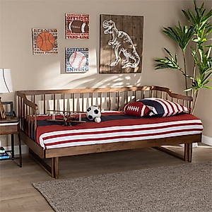 BOWERY HILL Walnut Wood Expandable Twin to King Size Spindle Daybed