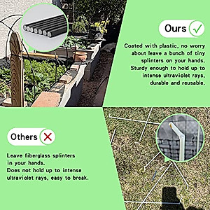 Greenhouse Hoops Grow Tunnel 30 Pcs 16 Inch Up to 6 Sets of 7ft Long Plastic-Coated Rust-Proof Fiberglass Garden Hoops for Raised Beds with 25 Pcs Metal Connect Pipes and 20 Clamps