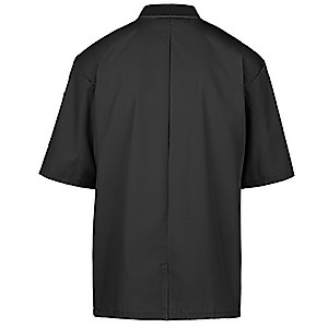 ChefUniforms.com Men's Lightweight Short Sleeve Chef Coat (Black, L)