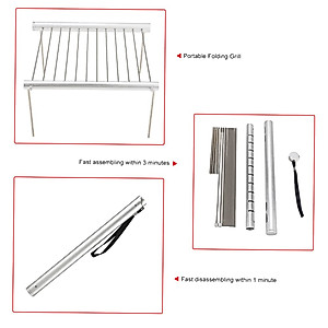 Portable Stainless Steel Folding BBQ Tube Outdoor Grill for Compact Camping and Backpacking - Perfect for Home Cookouts Too
